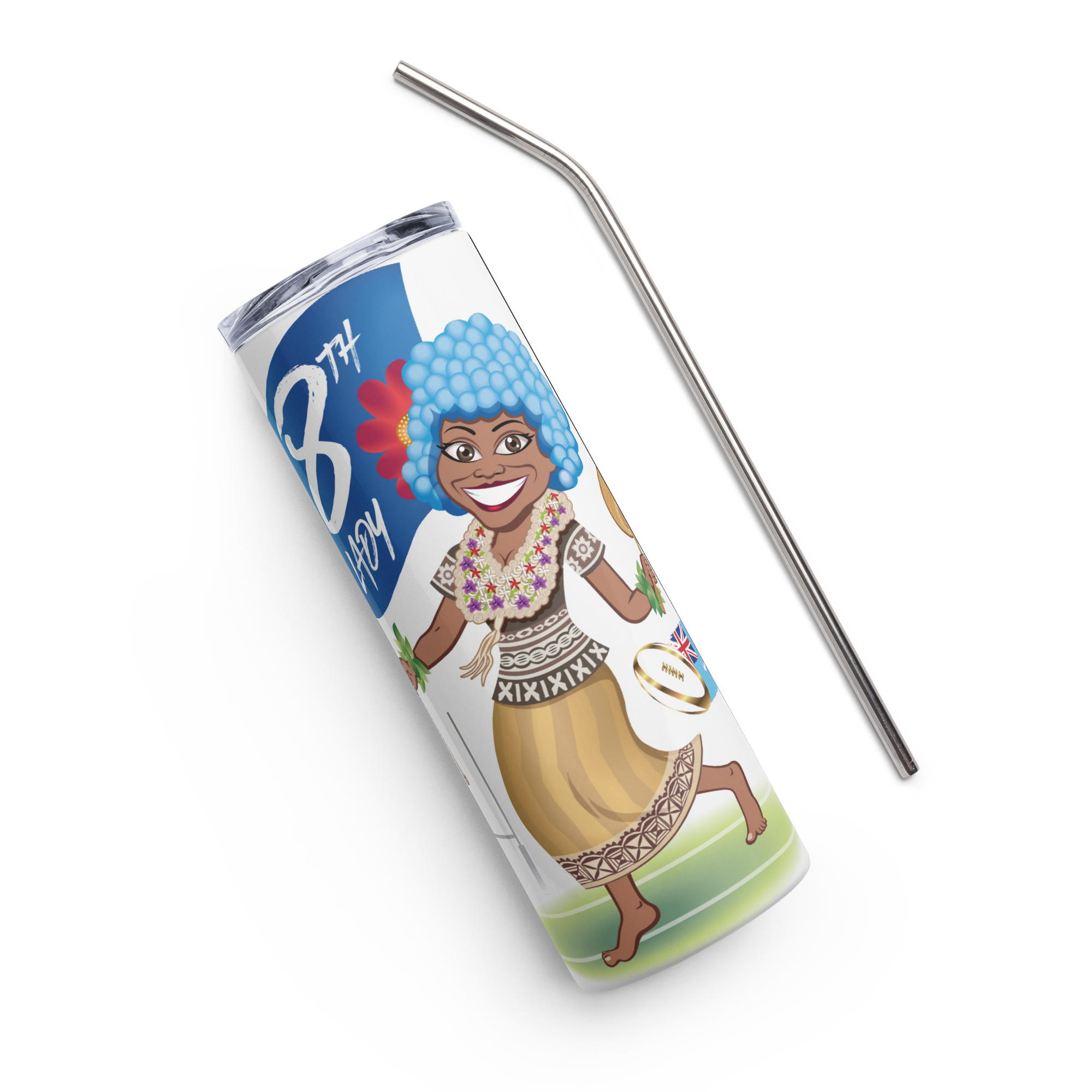Fijian Cartoon 8th Lady Stainless steel tumbler – Bula Spirit
